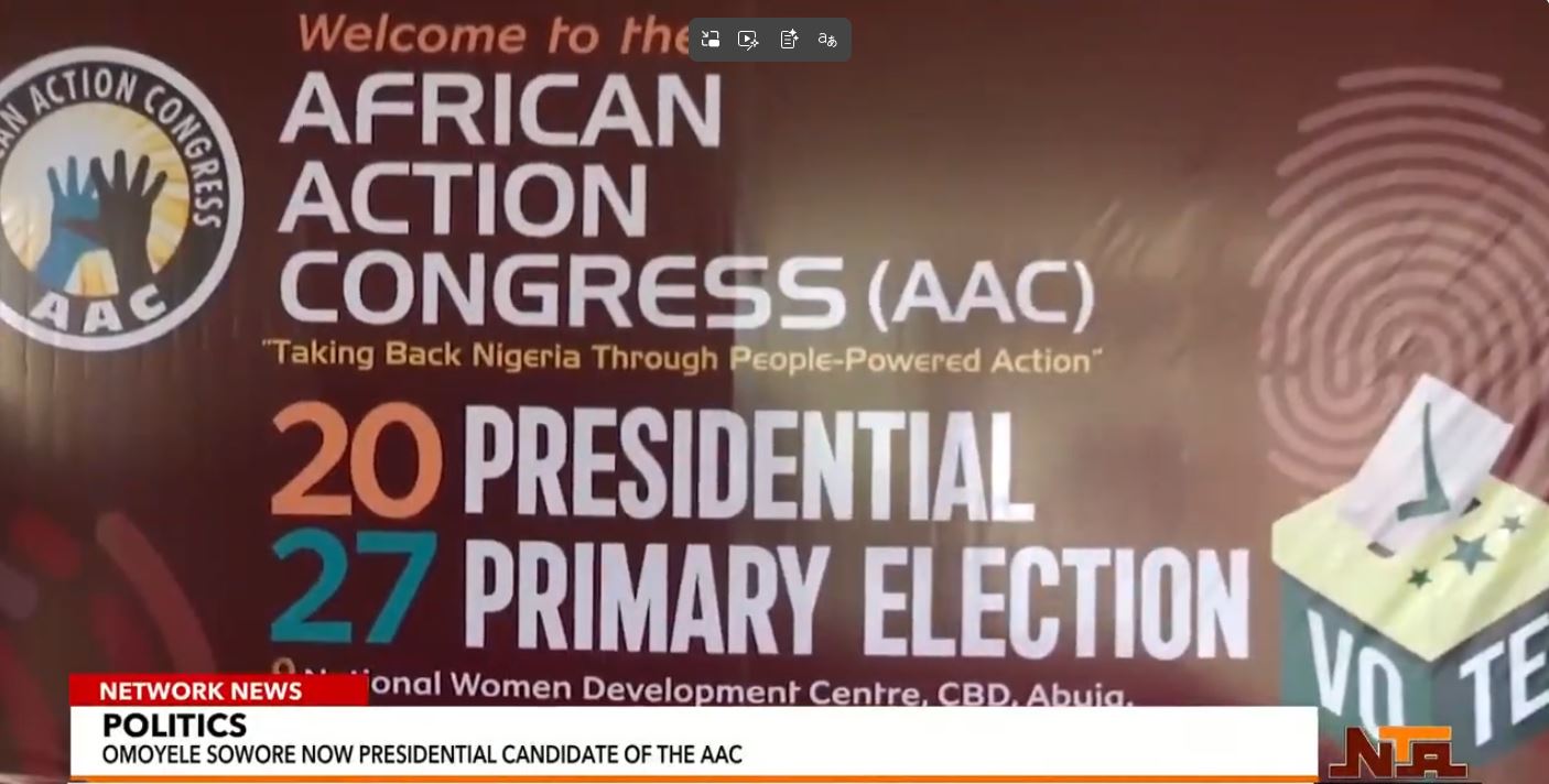 Omoyele Sowore Emerges AAC Presidential Candidate for 2027 - NTA